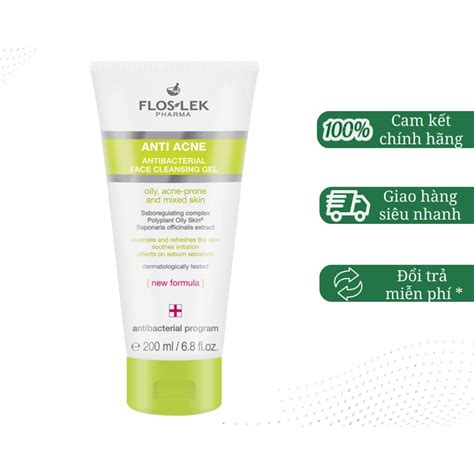 Sữa rửa mặt diệt khuẩn dạng gel Floslek Anti Acne Bacterial Face