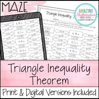 Triangle Inequality Theorem Worksheet Maze Activity By Amazing