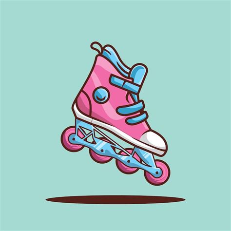 Ilustração dos desenhos animados kawaii de patins fofos Vetor Premium