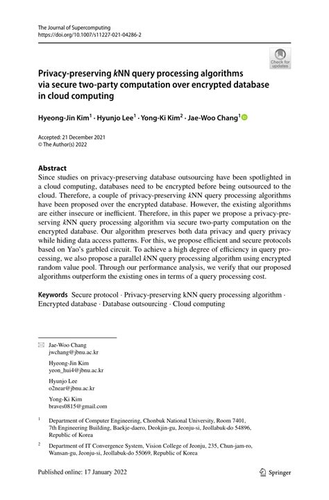 pdf privacy preserving knn query processing algorithms via secure two party computation over