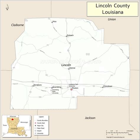 Map Of Lincoln Parish Louisiana Showing Cities Highways Important