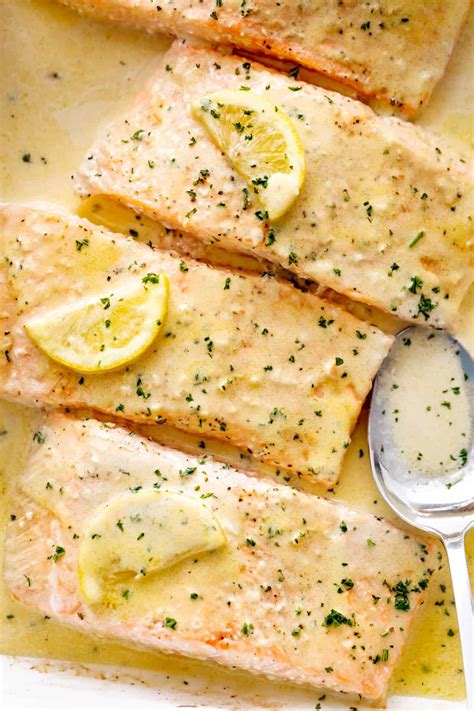 Easy Baked Salmon With Lemon Butter Cream Sauce Cafe Delites