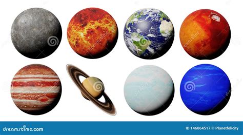 The Planets Of The Solar System Isolated On White Background 3d Space