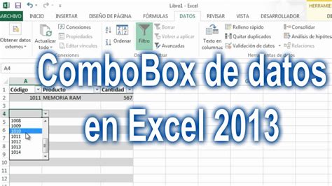 combobox de datos en excel 2013 youtube