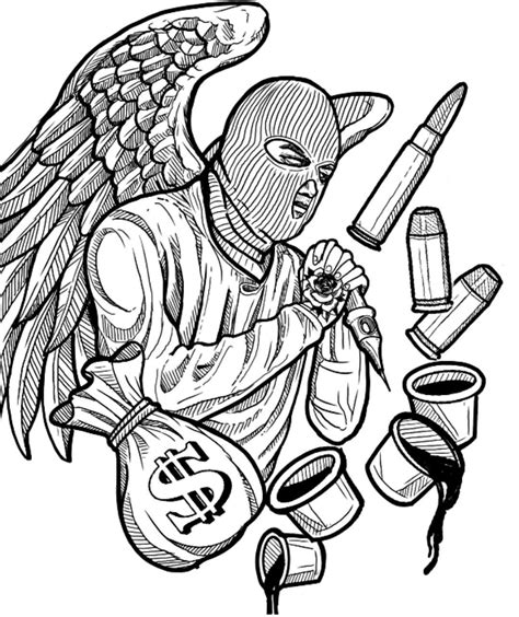 Outline Chicano Tattoo Stencils