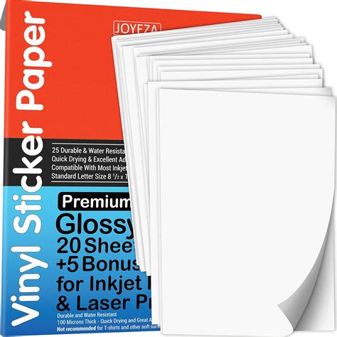 Joyeza Premium Printable Vinyl Sticker Paper For Inkjet Printer