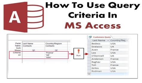 how to use query criteria in ms access effectively