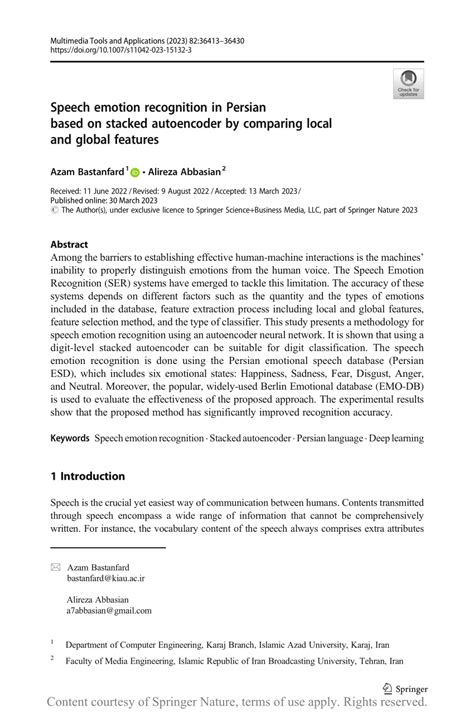 speech emotion recognition in persian based on stacked autoencoder by comparing local and global