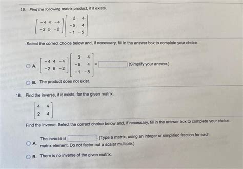 solved 15 find the following matrix product if it exists