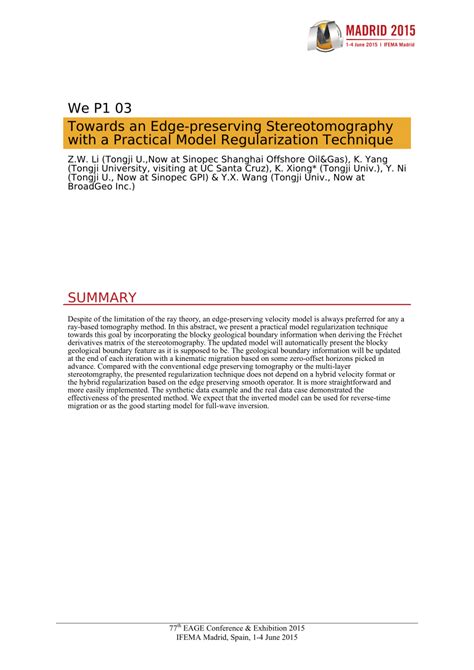 pdf towards an edge preserving stereotomography with a practical model regularization technique
