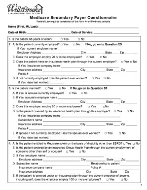 Fillable Online Medicare Secondary Payer Questionaire Fax Email Print