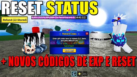NOVO CÓDIGO DE RESET STATUS NOVOS CÓDIGOS DE EXP BELI E RESET blox