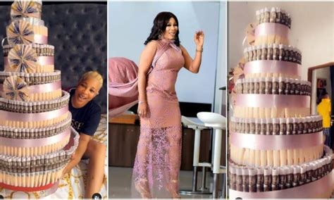 Actress Kemi Korede Shows Off Massive Money Cake She Received On Her