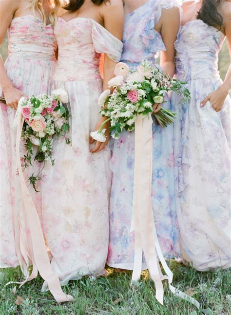 Pastel Floral Print Bridesmaid Dresses By PPS Couture SouthBound Bride