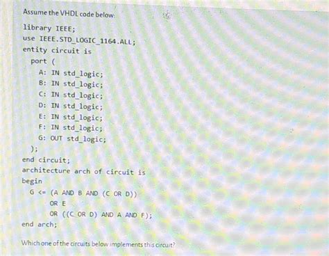 solved assume the vhdl code below library ieee use