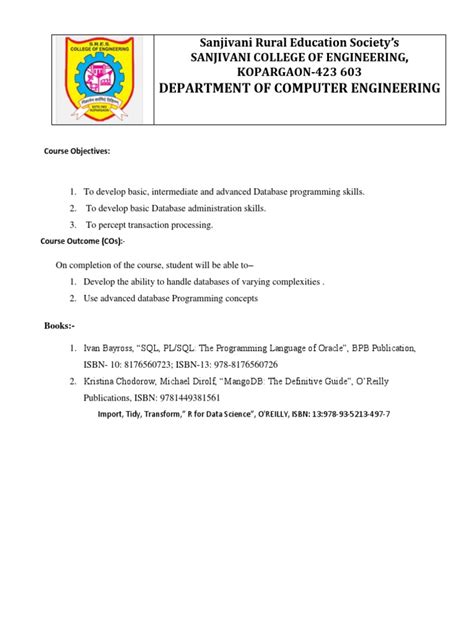 dbms lab experiment list pdf pl sql sql