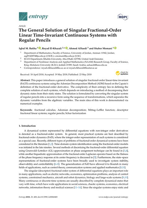 pdf the general solution of singular fractional order linear time invariant continuous systems
