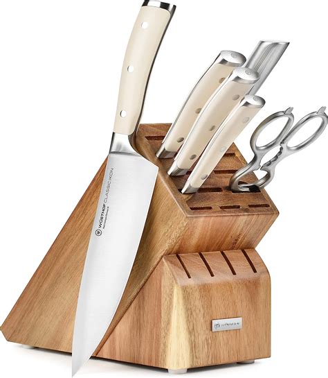 Amazon Wusthof Classic Ikon Creme 7 Piece Knife Set With Acacia