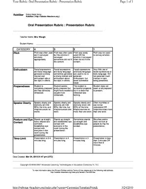 Fillable Online Your Rubric Oral Presentation Rubric Presentation