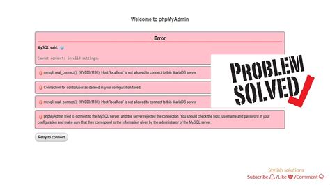Solved Mysqli Real Connect HY000 1130 Host Localhost Is Not