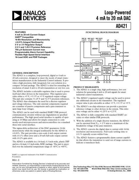 AD421 Data Sheet Analog Devices
