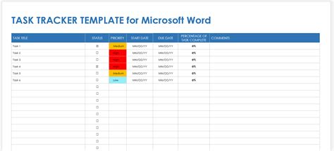 Free Microsoft Word Task List Templates Planners Checklists Smartsheet