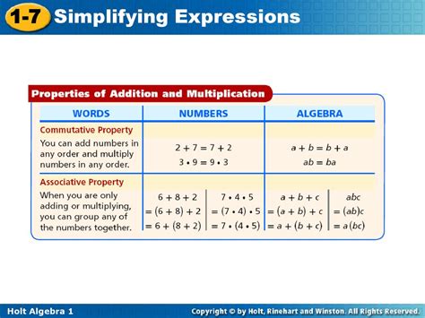 Objectives Use The Commutative Associative And Distributive