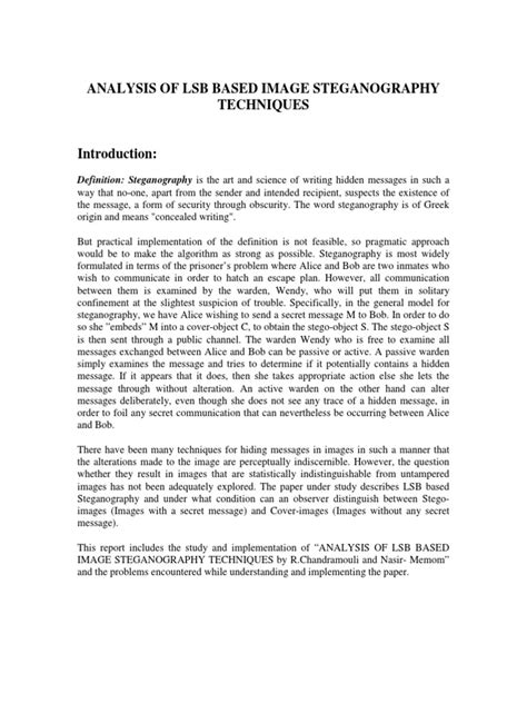 pdf report analysis of lsb based image steganography techniques1 dokumen tips