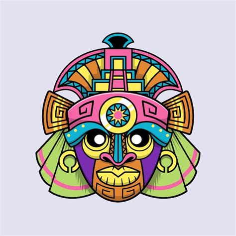 Ilustración de icono de vector de dibujos animados de máscara Tiki de