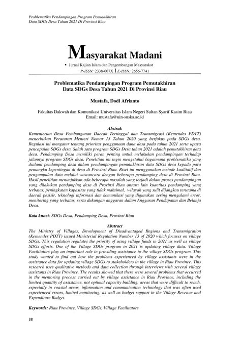 PDF Problematika Pendampingan Program Pemutakhiran Data SDGs Desa