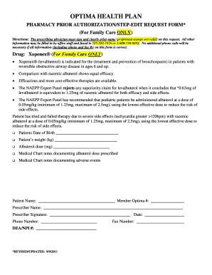 Fillable Online PHARMACY PRIOR AUTHORIZATION STEP EDIT REQUEST FORM