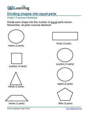 Dividing Shapes Into Equal Parts Worksheet Fill And Sign Printable