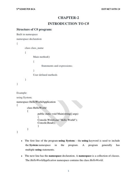 chapter 2 introduction to c structure of c program pdf c sharp programming language