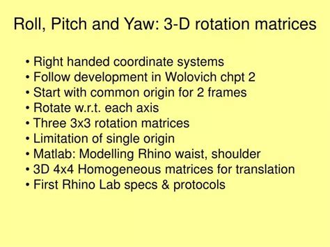 ppt roll pitch and yaw 3 d rotation matrices powerpoint presentation id 4813899