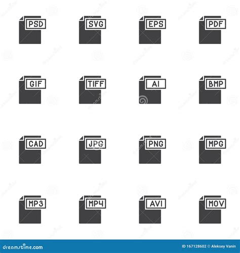 Document File Types Vector Icons Set Stock Vector Illustration Of