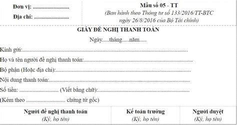 Tham khảo giấy đề nghị thanh toán mẫu c37 hd mới nhất