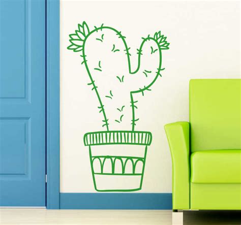 Vinilo decorativo ilustración cactus maceta TenVinilo