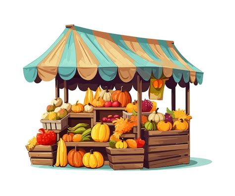 Premium Vector Fall Harvest Market Stall Vector Flea Market Concept