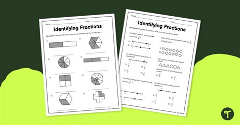 Identifying Fractions Worksheet Teach Starter