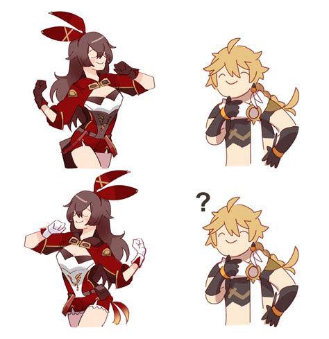 Aether Amber And Amber Genshin Impact Drawn By Tamalynn Danbooru