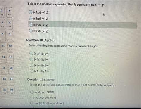 solved select the boolean expression that is equivalent to x
