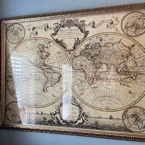 1720 Old World Mapworld Map Wall Art Historic Map Antique Etsy Arte