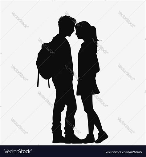 Teen Couple Silhouette Couple In Love Royalty Free Vector