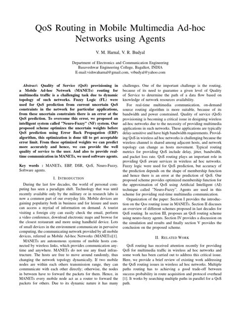 qos routing in mobile multimedia ad hoc networks using agents pdf quality of service