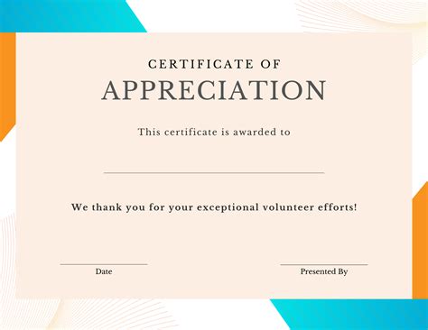 Certificate Of Appreciation For Volunteers Prntbl