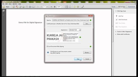 how to sign pdf file with digital signature youtube