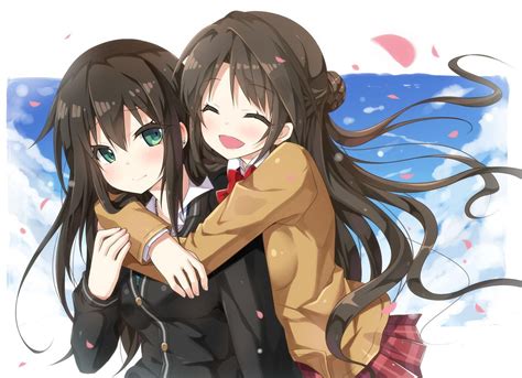 Anime Girls Best Friends Kiss Wallpapers Wallpaper Cave
