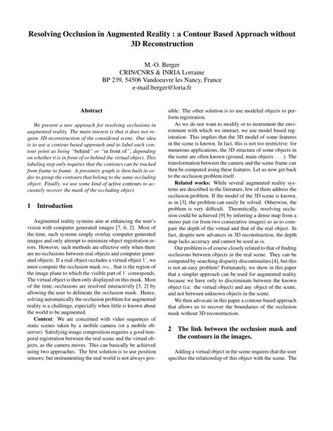 pdf resolving occlusion in augmented reality a contour based approachwithout 3d reconstruction