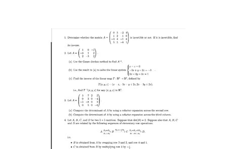 solved 1 determine whether the matrix