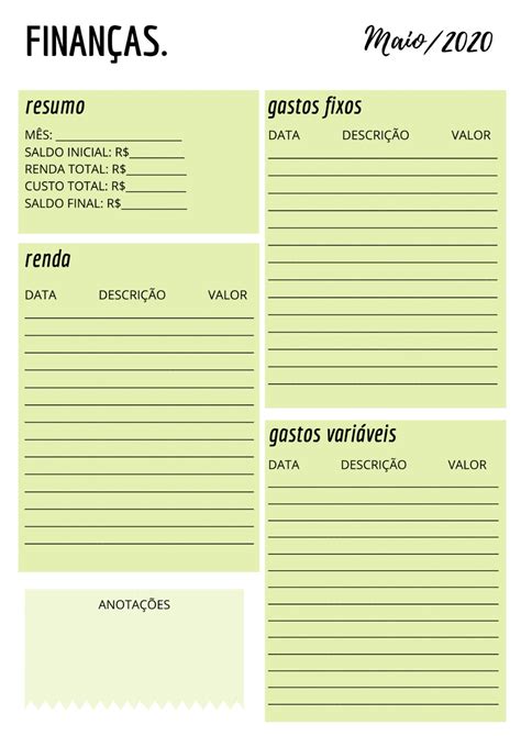 Planilha De Gastos Mensais Modelos Gratuitos Para Imprimir